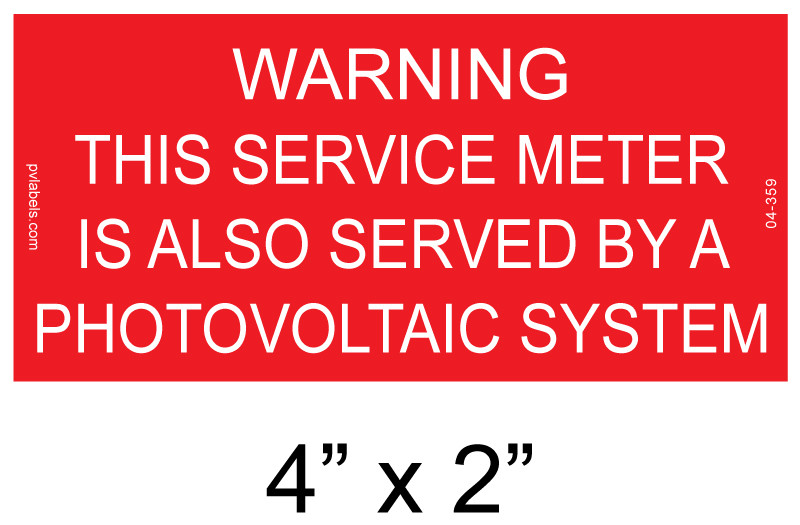 PLACEMENT - SERVICE METER - PV Labels