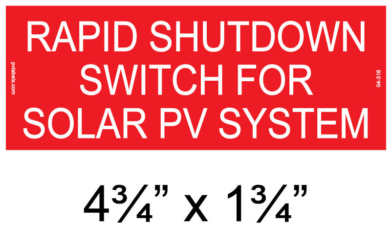 Rapid Shutdown Labels for Solar PV Systems (NEC 690.12) | PVLabels