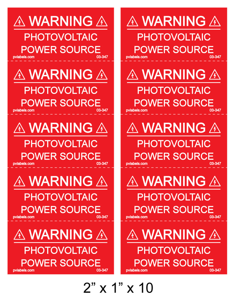 03-347B | SOLAR LABEL - WARNING - PHOTOVOLTAIC - | PV LABELS