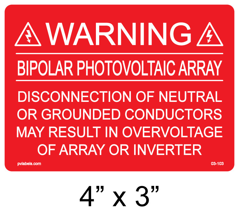 PV Labels - Solar Warning Labels - NEC 2011