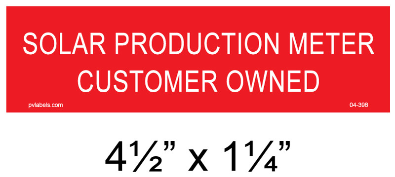 04-398 | SOLAR PLACARD - SOLAR PRODUCTION METER - | PV LABELS