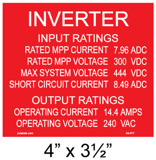 PLACEMENT - INVERTER - PV Labels