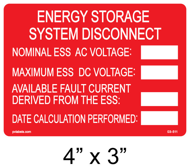 2020 NEC 706.15(C)(-4))- PV Labels - Warning Energy Storage System ...