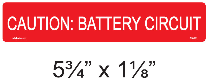 PLACEMENT - BATTERY SYSTEMS - PV Labels