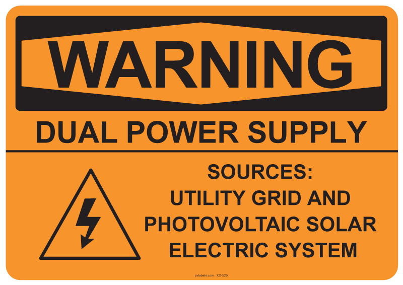 53-529 | SOLAR LABEL - WARNING - (VOLTAGE SYMBOL) | PV LABELS