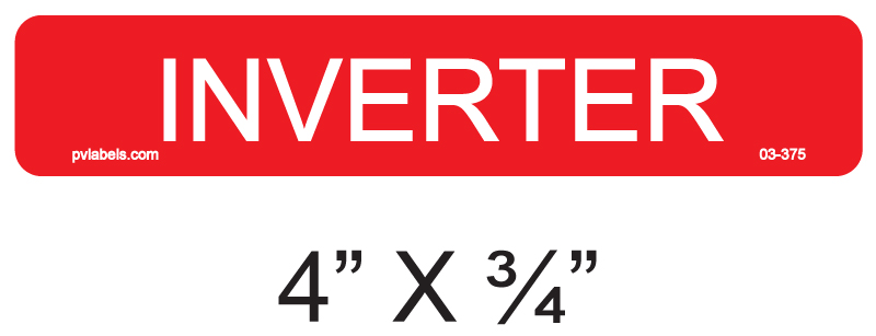 03-375 | SOLAR LABEL - INVERTER | PV LABELS