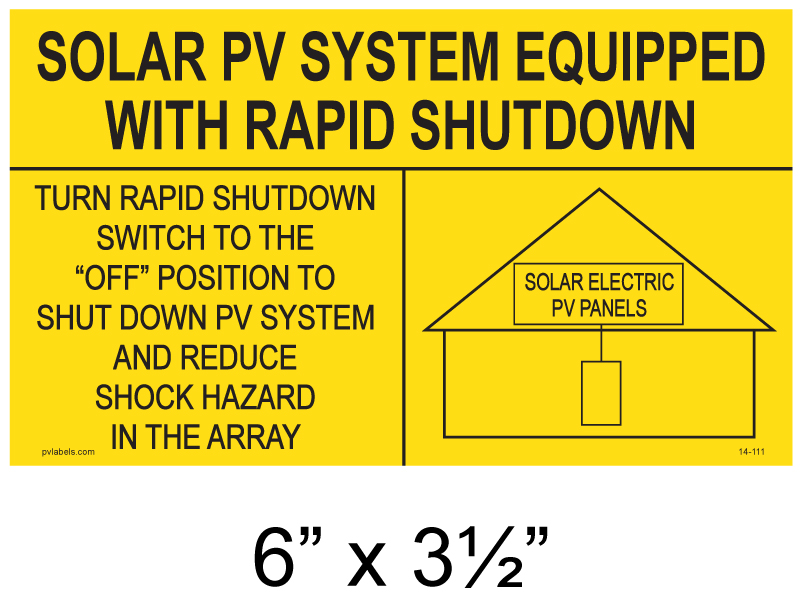 14-111 | SOLAR PLACARD - (YELLOW) SOLAR PV SYSTEM | PV LABELS
