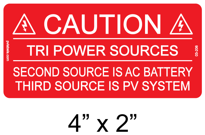 03-206 | SOLAR LABEL - WARNING - TRI POWER | PV LABELS