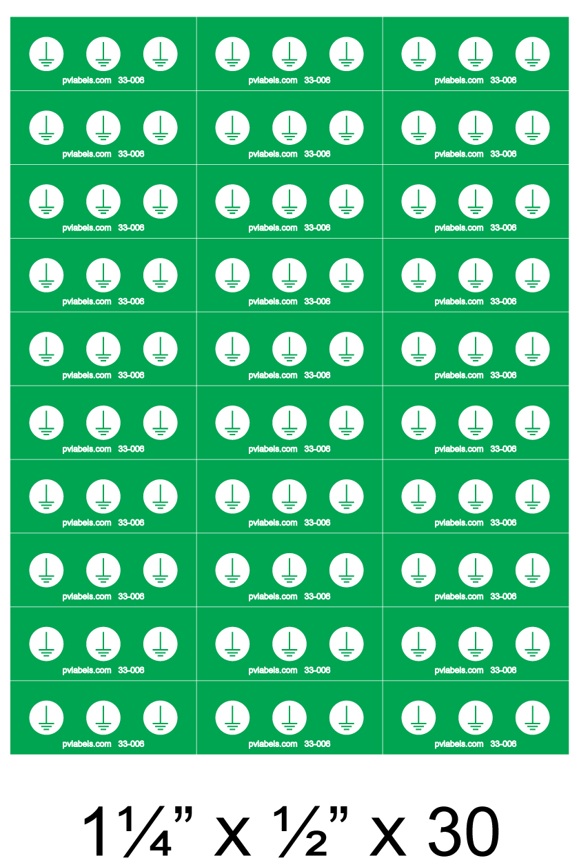 33-006 | GROUND IDENTIFICATION LABEL SHEET | PV LABELS