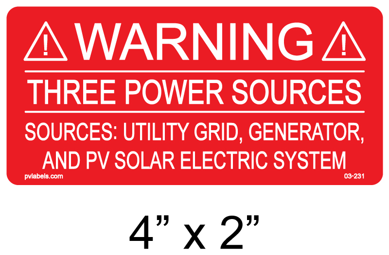 03-231 | SOLAR LABEL - WARNING - THREE POWER | PV LABELS