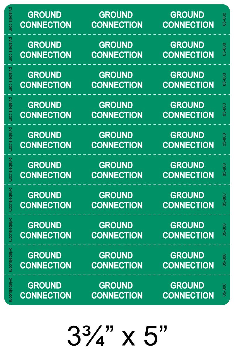 05-800 | SOLAR LABEL - GROUND CONNECTION IDENTIFICATION (10 | PV LABELS