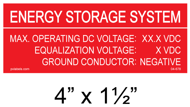 PV Labels Placard - Energy Storage System| PV Labels