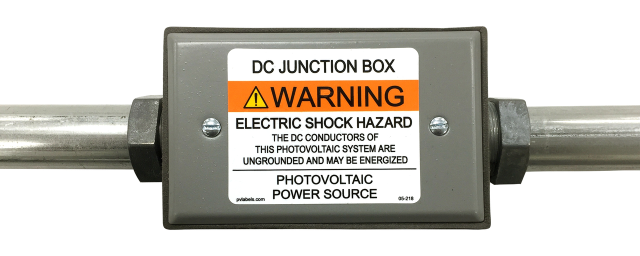 05-218 | SOLAR LABEL - DC JUNCTION BOX - NEC 2014 690.31(B) | PV LABELS