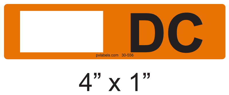 30-556 | SOLAR LABEL - Write in DC label | PV LABELS
