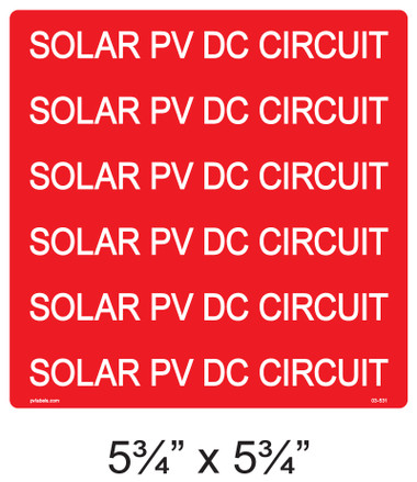 03-531 | SOLAR LABEL - SOLAR PV DC CIRCUIT NEC 2020 690.31(2) | PV LABELS