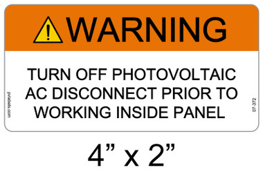 07-372 | SOLAR METAL SIGN - WARNING - TURN OFF | PV LABELS