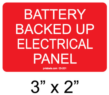 03-201 | SOLAR LABEL - BATTERY - BACKED UP | PV LABELS