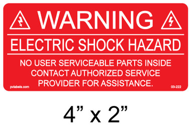 03-222 | SOLAR LABEL - WARNING ELECTRIC SHOCK HAZARD. | PV LABELS