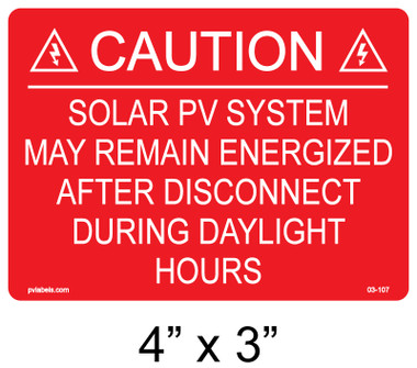 03-107 | SOLAR LABEL - CAUTION - SOLAR PV | PV LABELS