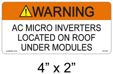 05-391 | SOLAR LABEL - WARNING - AC MICROINVERTERS | PV LABELS