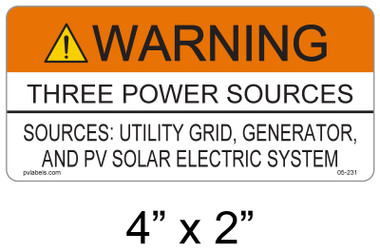 05-231 | SOLAR LABEL - WARNING - THREE POWER | PV LABELS