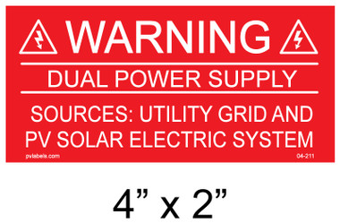 04-211 | SOLAR PLACARD - WARNING - DUAL POWER NEC 2011 705.12(D)(4 ...