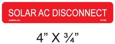 03-393 | SOLAR LABEL - SOLAR AC DISCONNECT | PV LABELS