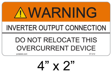 07-212 | SOLAR METAL SIGN - WARNING - INVERTER OUTPUT | PV LABELS