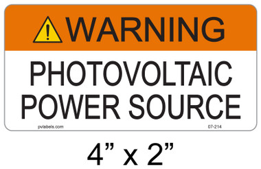 07-214 | SOLAR METAL SIGN - WARNING - PHOTOVOLTAIC - | PV LABELS