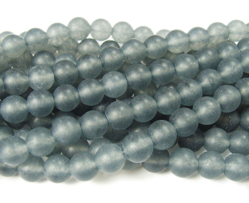 Dark gray jade matte round beads (8mm, 15.5 inches)
