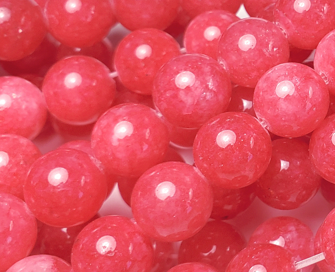12mm Crimson Red Jade Round Beads