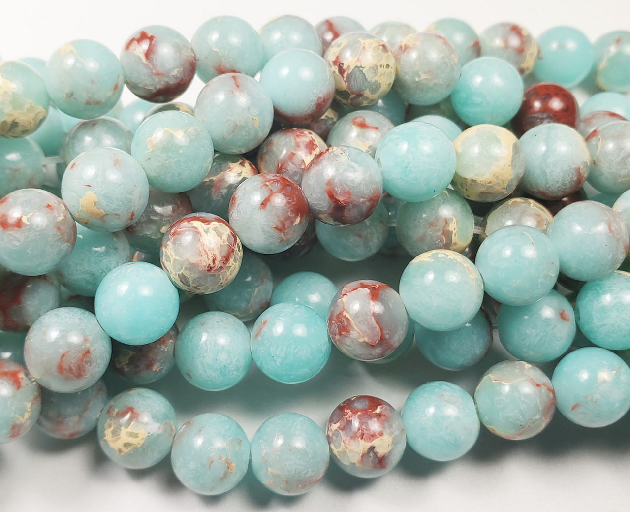 8mm Arctic Blue Imperial Jasper Round Beads
