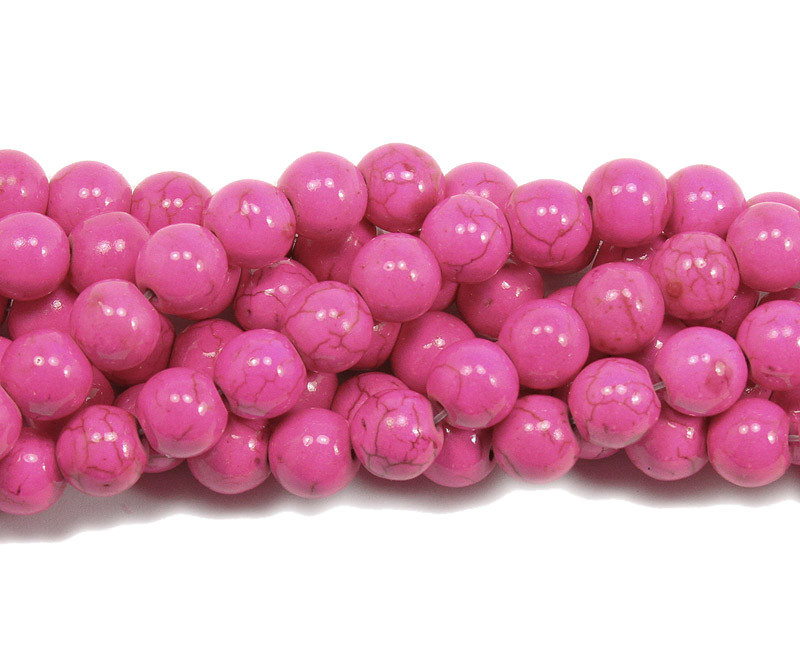 Deep pink howlite round beads (12mm, 16 inch strand)