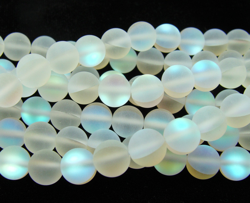 Moonlight crystal matte round beads (8mm, 16" strand)