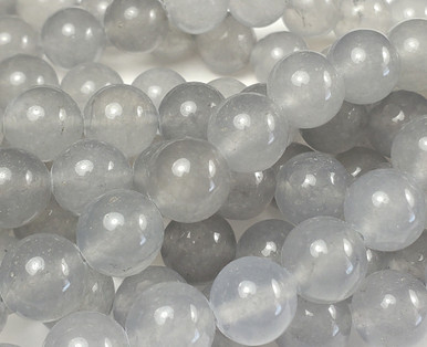 10mm Ligth Gray Jade Smooth Round Beads