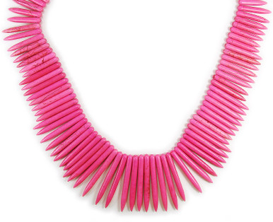 Pink howlite graduated sticks (5x20 - 50mm, 16 inch strand) at GIFTSJOY.COM