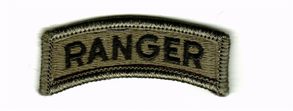 Army Ranger Tab - OD Embroidered - Black Thread from Hessen Antique