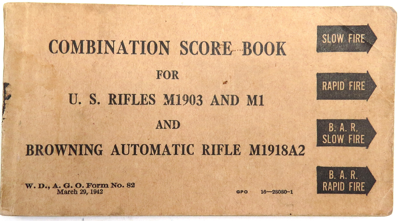 Combination Score Book for M1903, M1 and M1918A2