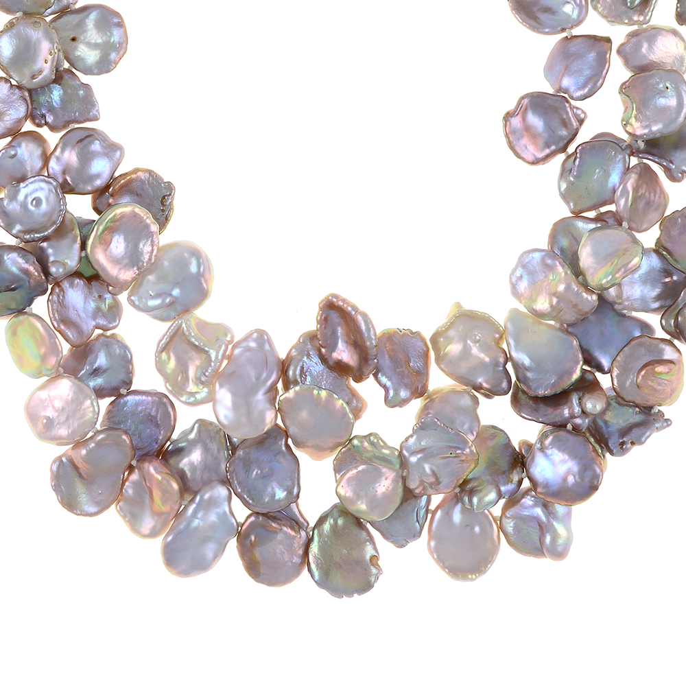 Exquisite Keshi PEARL Necklace: Triple Strand Lavender Luxury