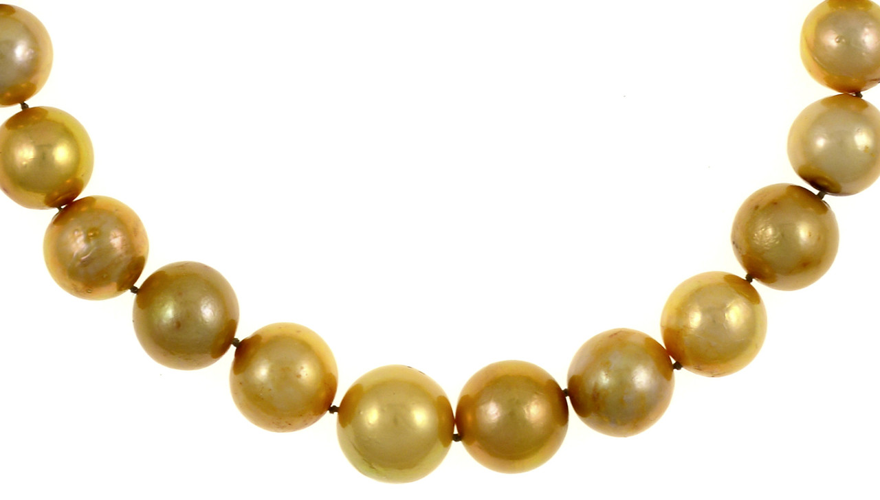 Exceptionally Large Golden Edison Single Strand PEARLS