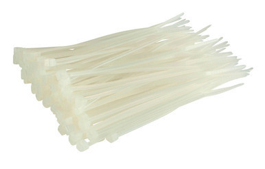 100 Small White / Off White / Clear Nylon Cable Ties, Self-locking Zip ...