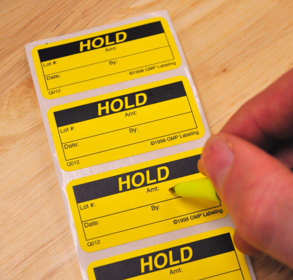 Q012 HOLD Quality Control Label - GMP Labeling