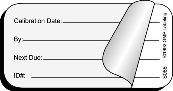 S088 CALIBRATION DATE (Self Laminating) Status Label - GMP Labeling