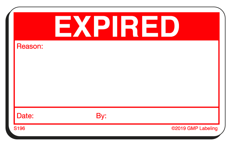 S196 EXPIRED Status Label - GMP Labeling