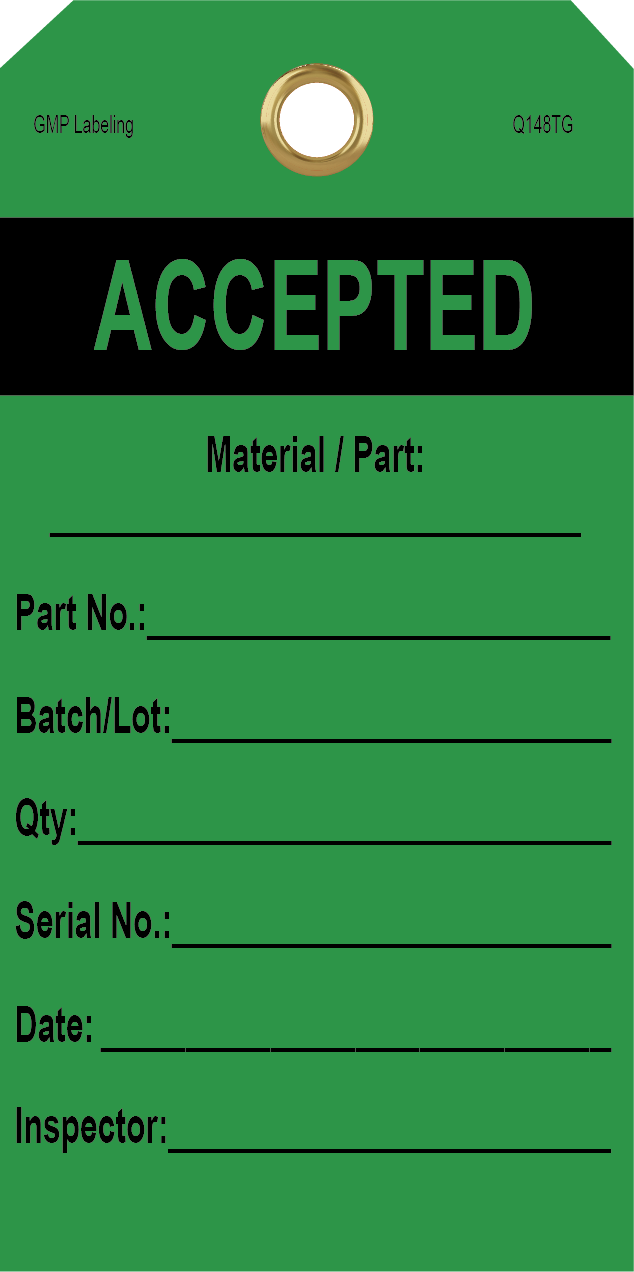 Q148TG ACCEPTED Quality Control Tag - GMP Labeling