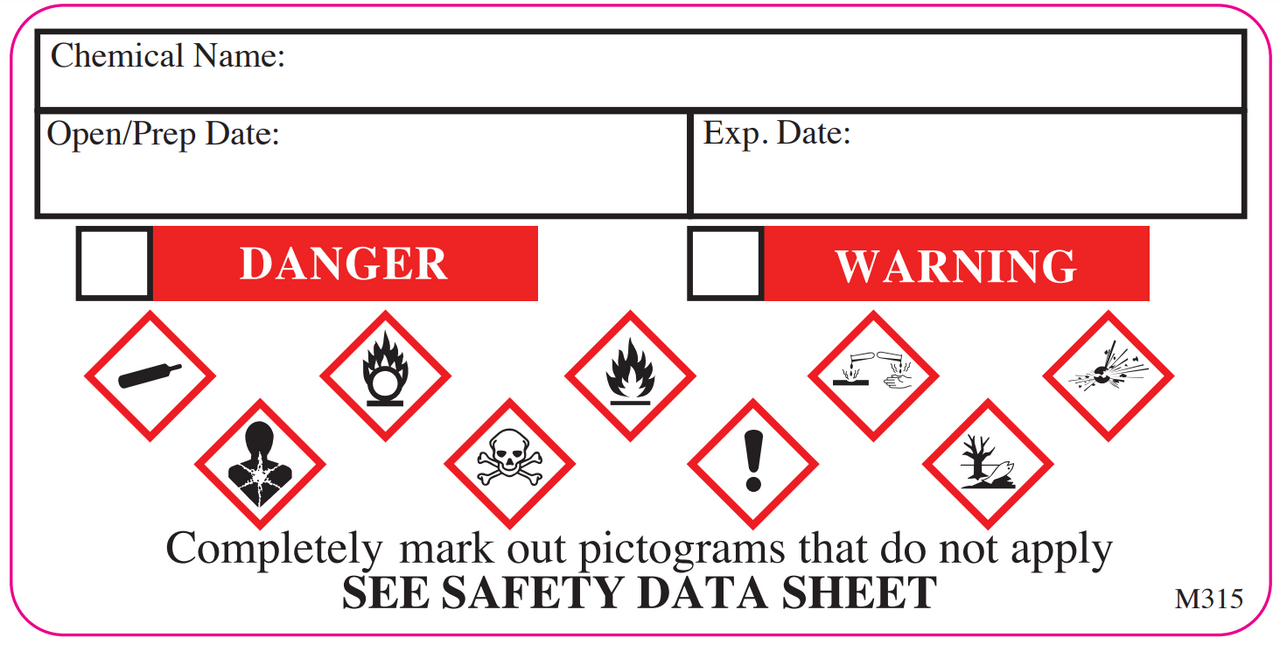 GHS Secondary Container Label | Chemical Container SDS Label