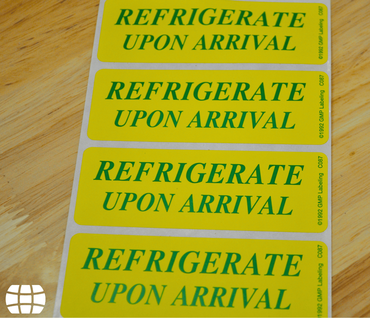 C087 REFRIGERATE UPON ARRIVAL Caution Label - GMP Labeling