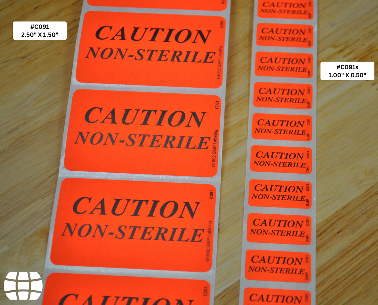 C091 CAUTION NON-STERILE Caution Label - GMP Labeling