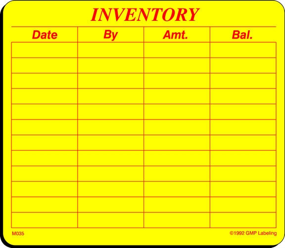 M035 INVENTORY Material Label - GMP Labeling