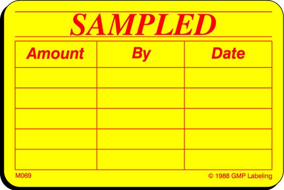 M069 SAMPLED Material Label - GMP Labeling